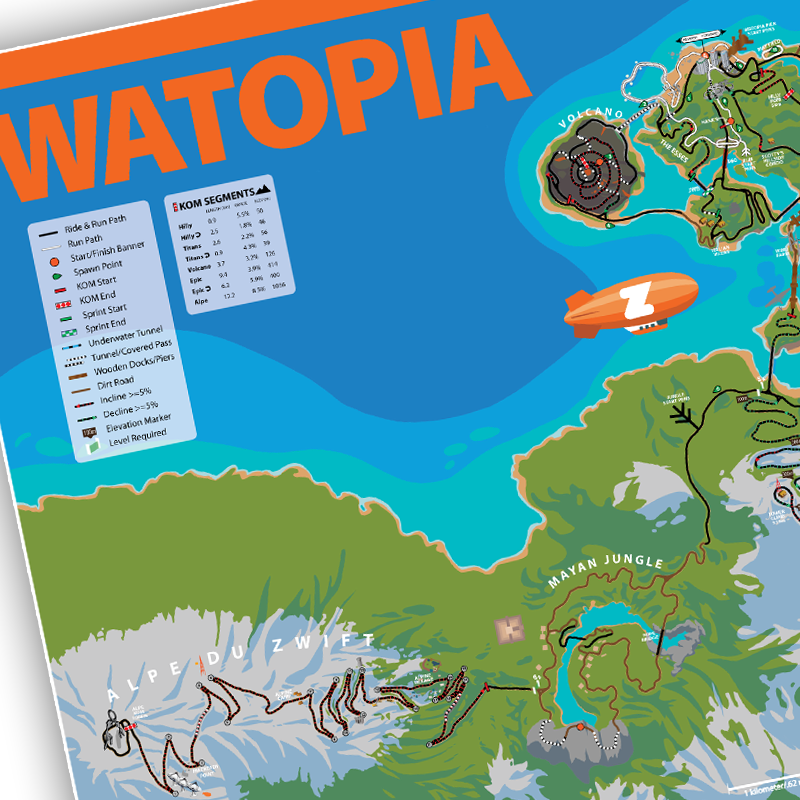 Zwift Watopia Map Poster (24x36") - Zwift Insider