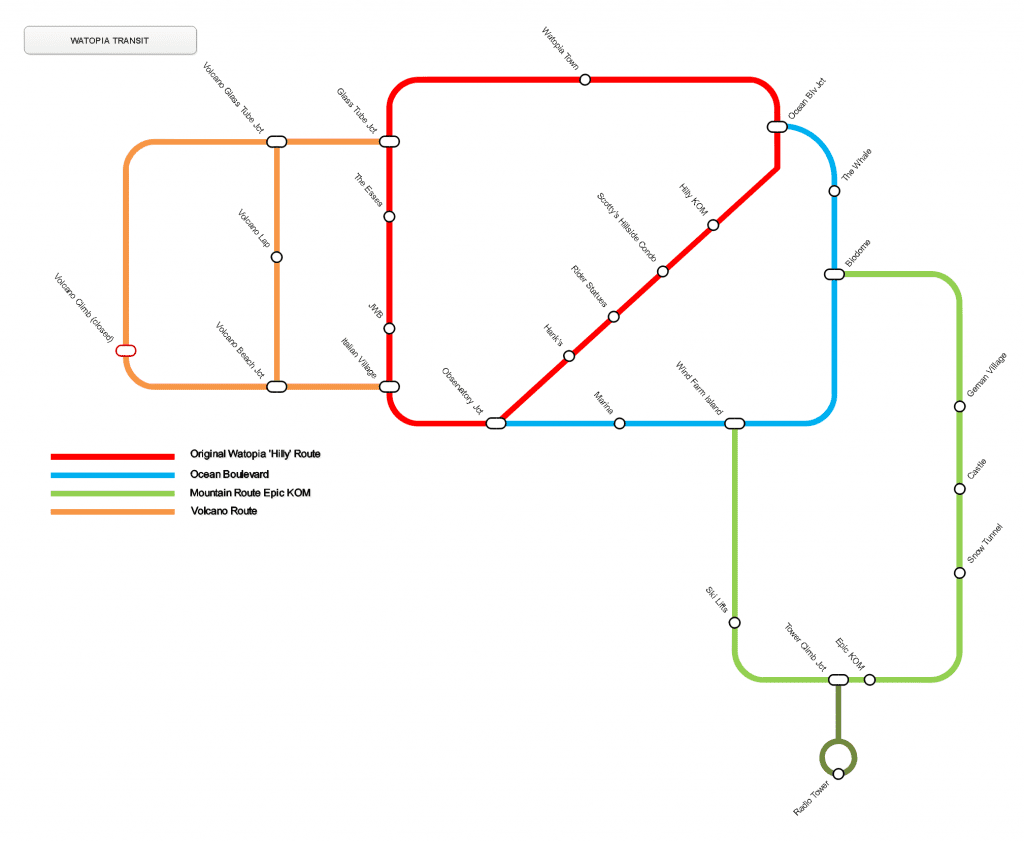 Watopia as a “tube map” | Zwift Insider